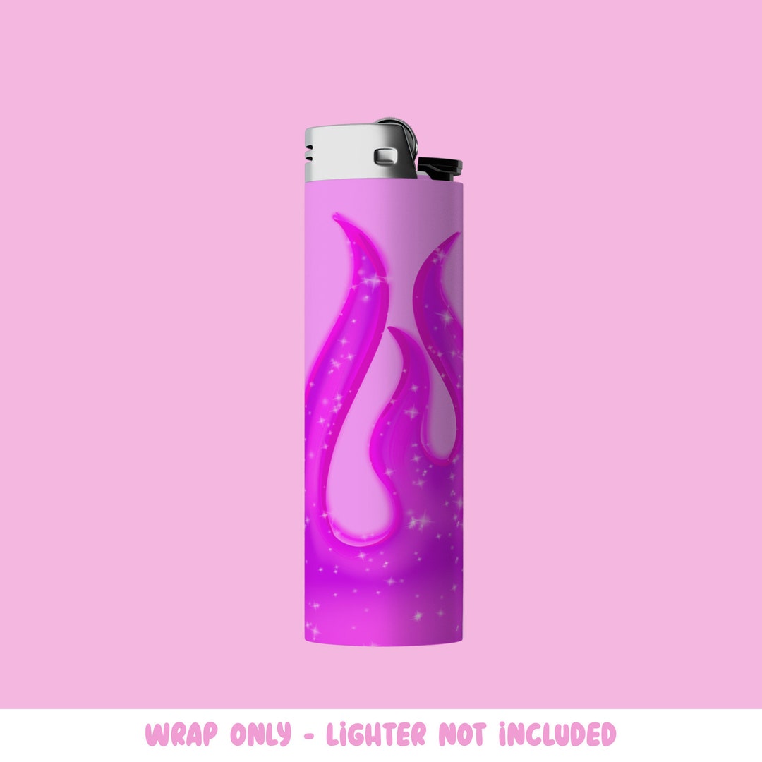 Pink Flames Lighter Sticker Wrap, LIGHTER NOT INCLUDED Girly Smoking ...