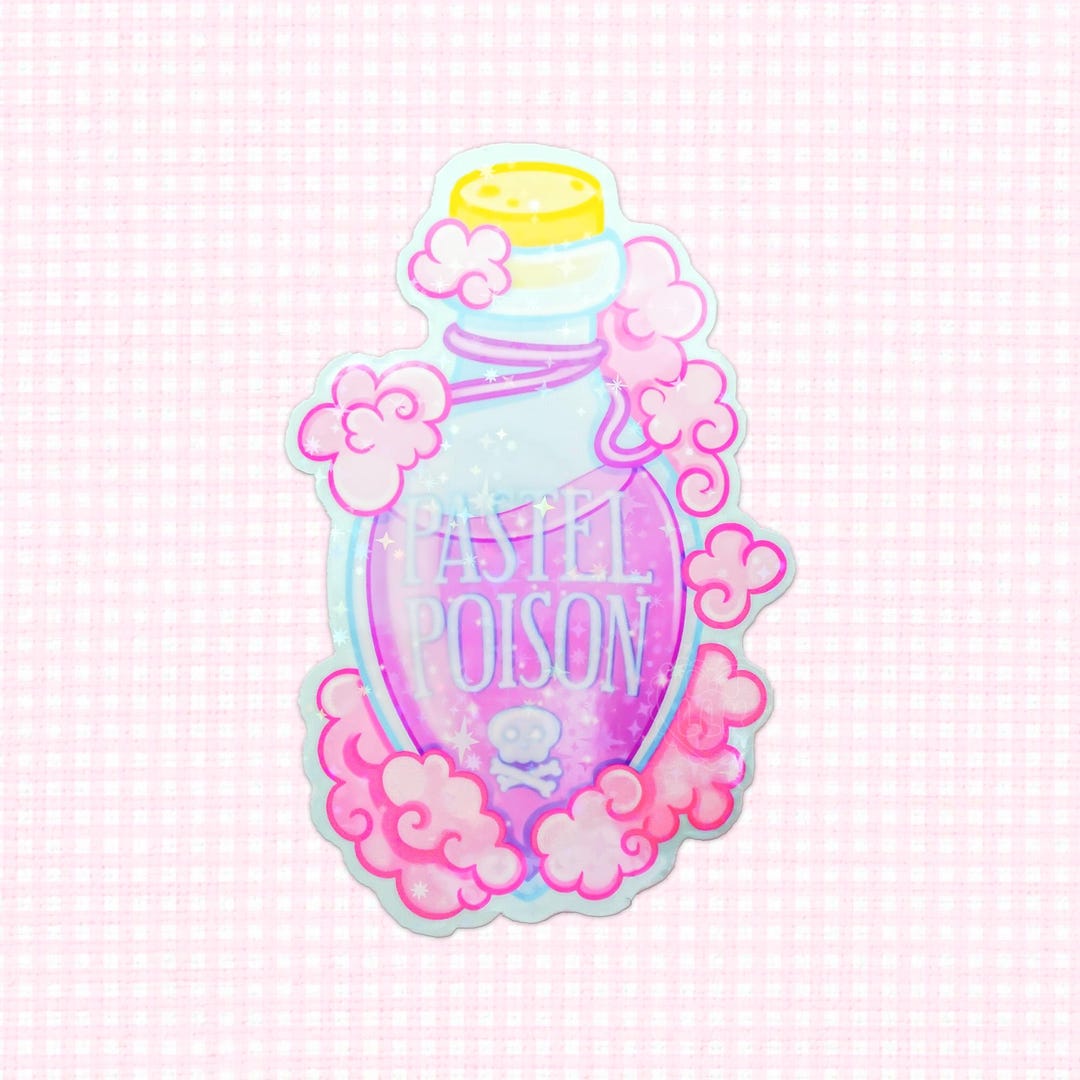 Holographic Pastel Poison Vinyl Die Cut Sticker, Pastel Goth Aesthetic ...