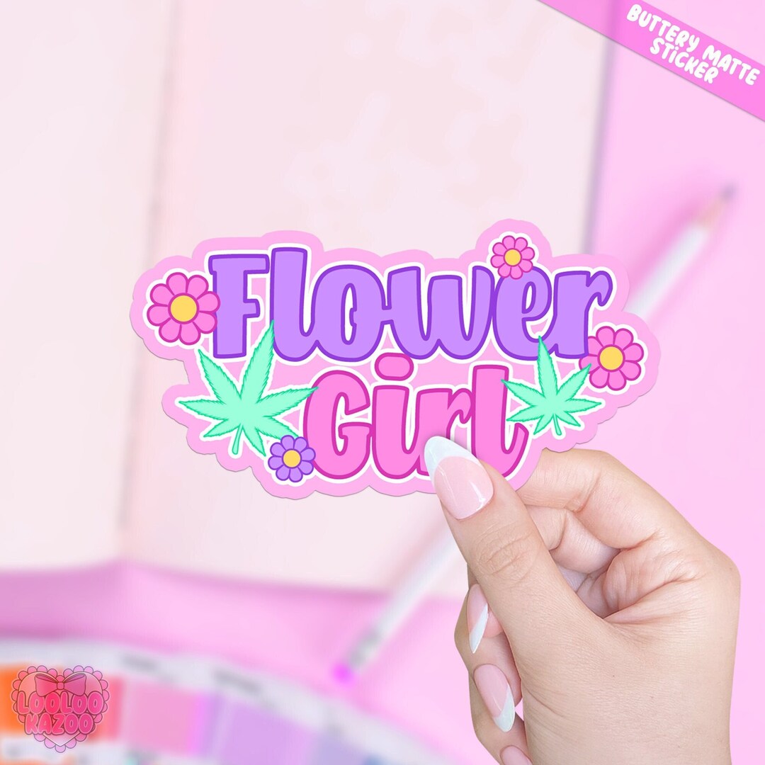 Flower Girl Vinyl Sticker Kawaii Stoner Girl Girly Smoking - Etsy