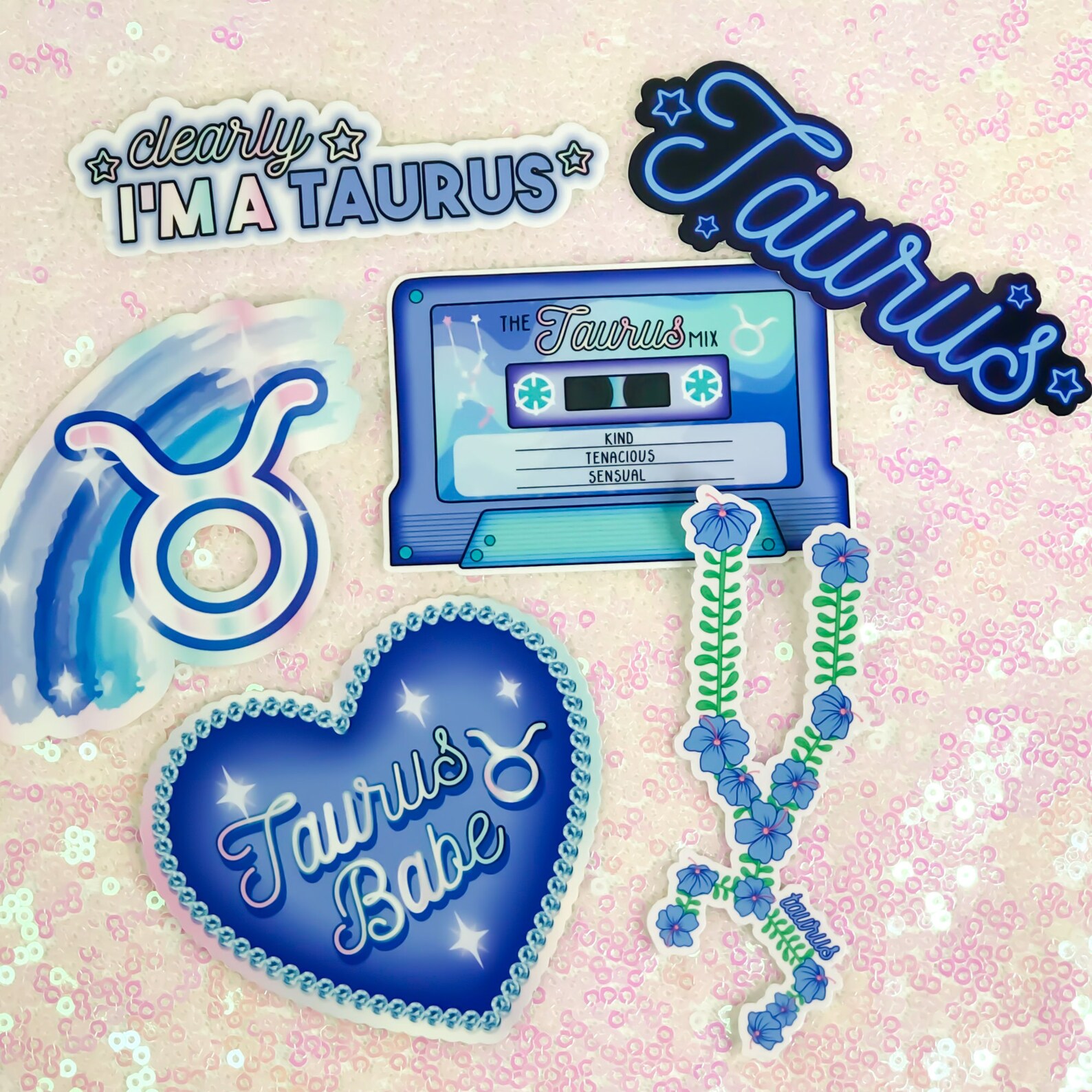 Taurus Zodiac Vinyl Sticker Pack Aesthetic Stickers Cute | Etsy