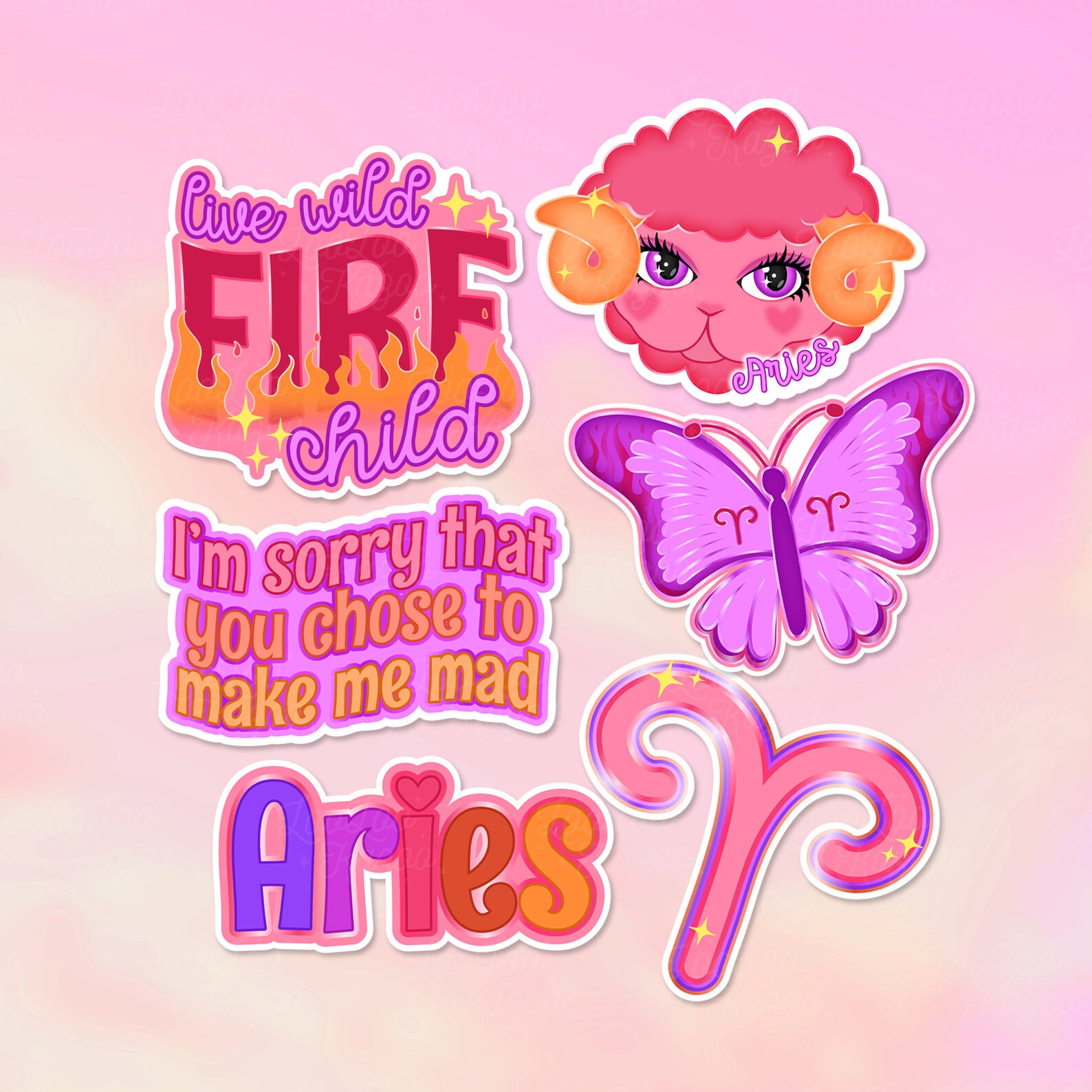 Aries Zodiac Vinyl Sticker Pack Aesthetic Stickers Cute | Etsy