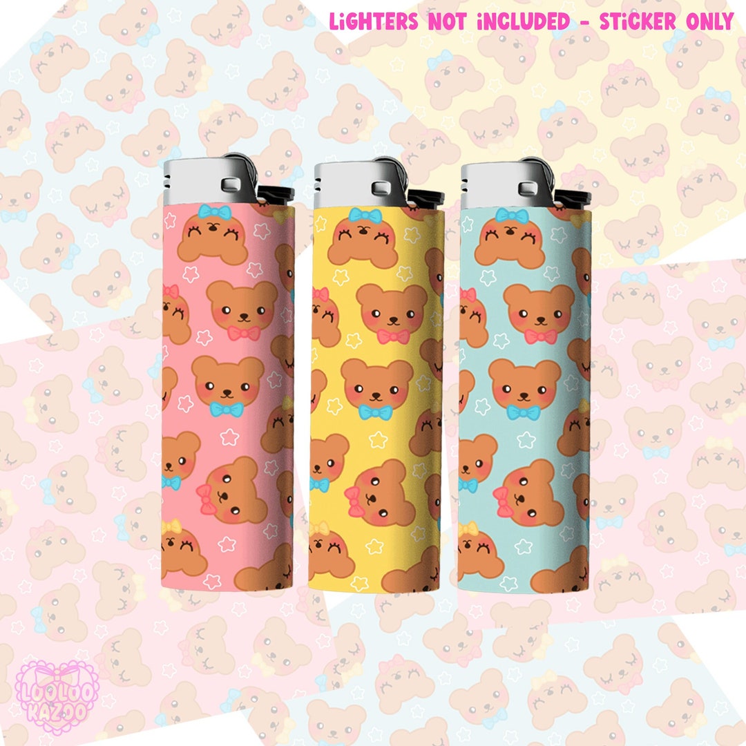 Kawaii Bears Lighter Sticker Wraps, Pastel Smoking Accessories, Stoner ...
