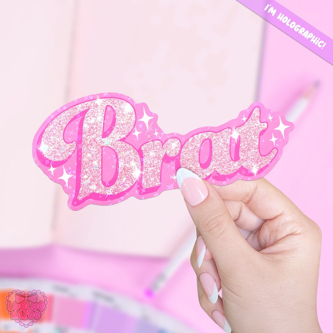 Brat Pink Holographic Vinyl Sticker Y2K Girly 2000s - Etsy