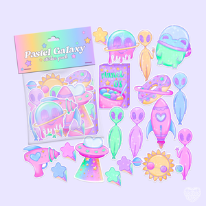 18 Pack Pastel Galaxy Sticker Pack, Kawaii Space, Holographic or Matte ...