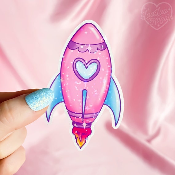 Kawaii Sticker Cute Sticker Holographic Pastel Rocket Vinyl Sticker ...