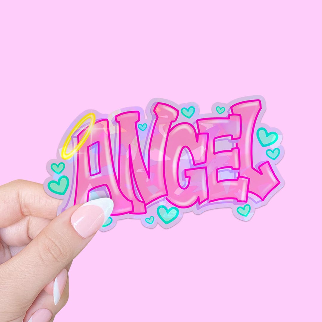 Cute Holographic Y2K Angel Die Cut Vinyl Sticker for Laptops, Journals ...