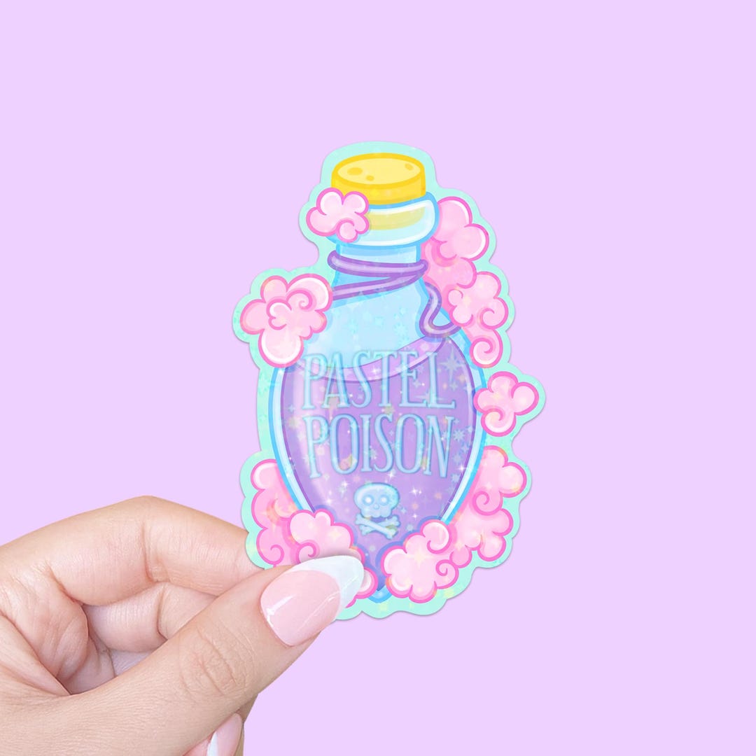 Holographic Pastel Poison Vinyl Die Cut Sticker, Pastel Goth Aesthetic ...