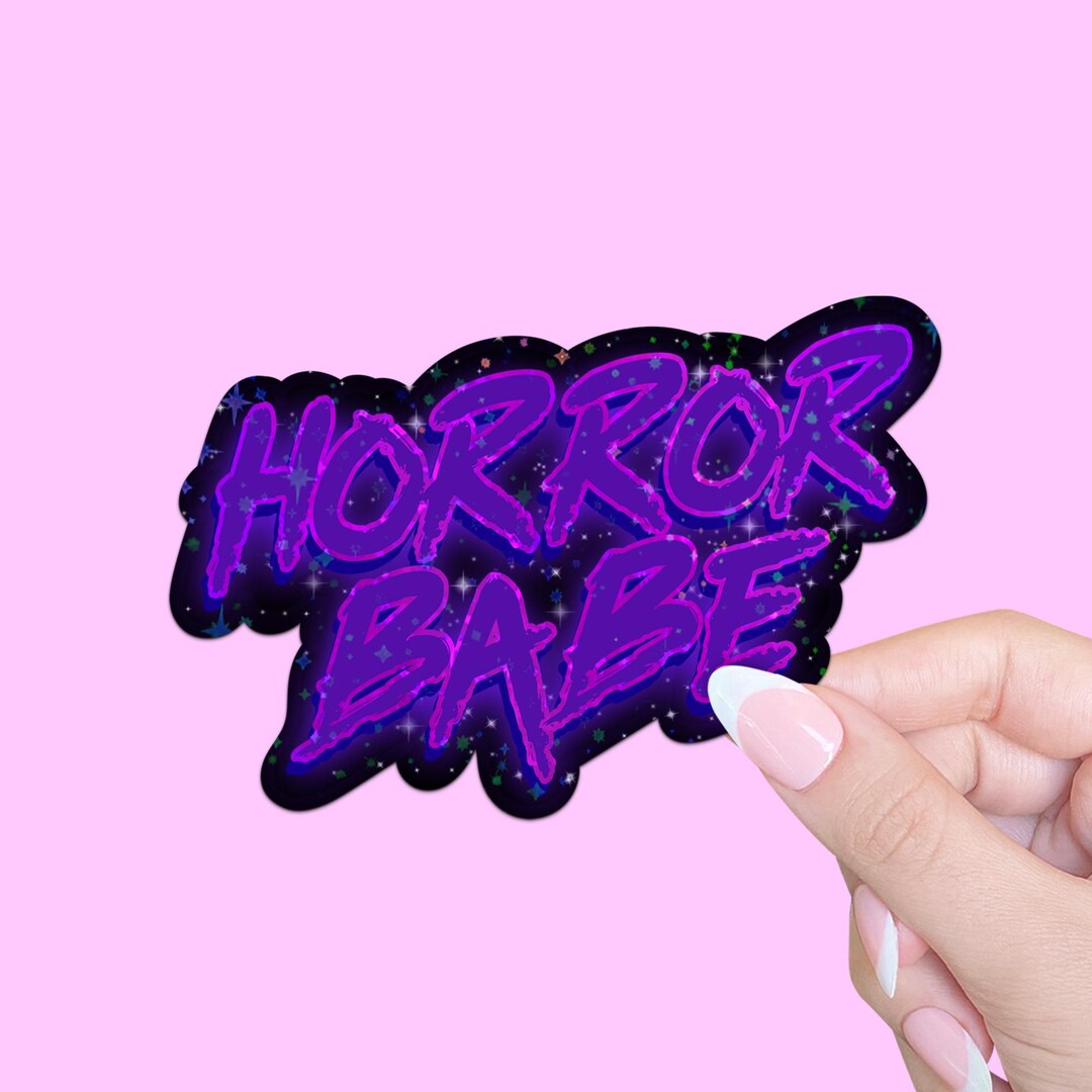 Horror Babe Holographic Vinyl Die Cut Sticker, Creepy Cute Sticker ...