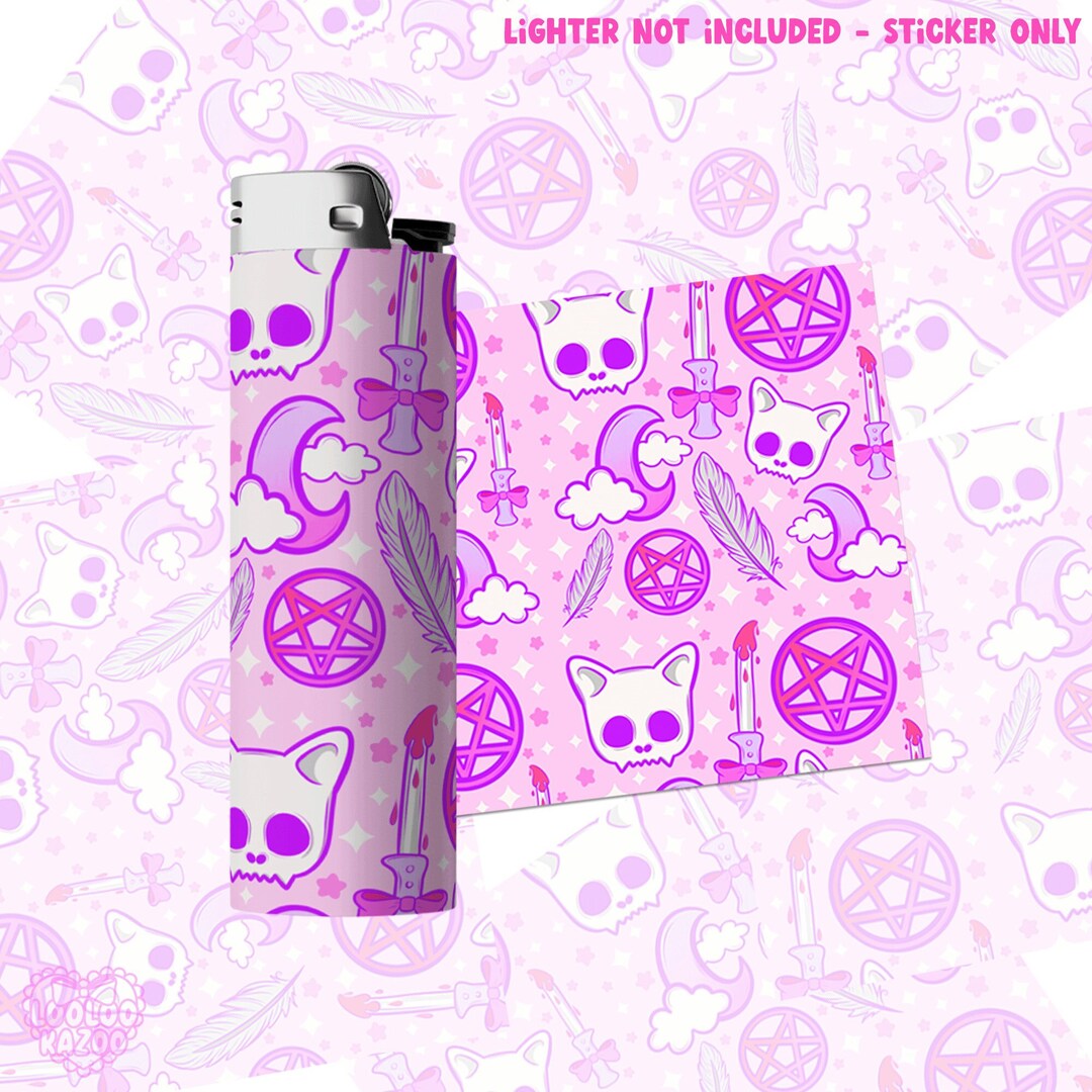 Pastel Goth Pattern Lighter Sticker Wrap, Smoking Accessories, Stoner ...