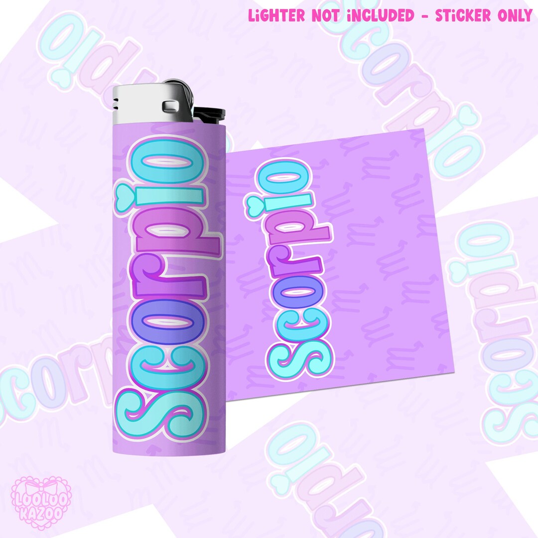 Scorpio Zodiac Sign Lighter Sticker Wraps, Smoking Accessories, Stoner ...