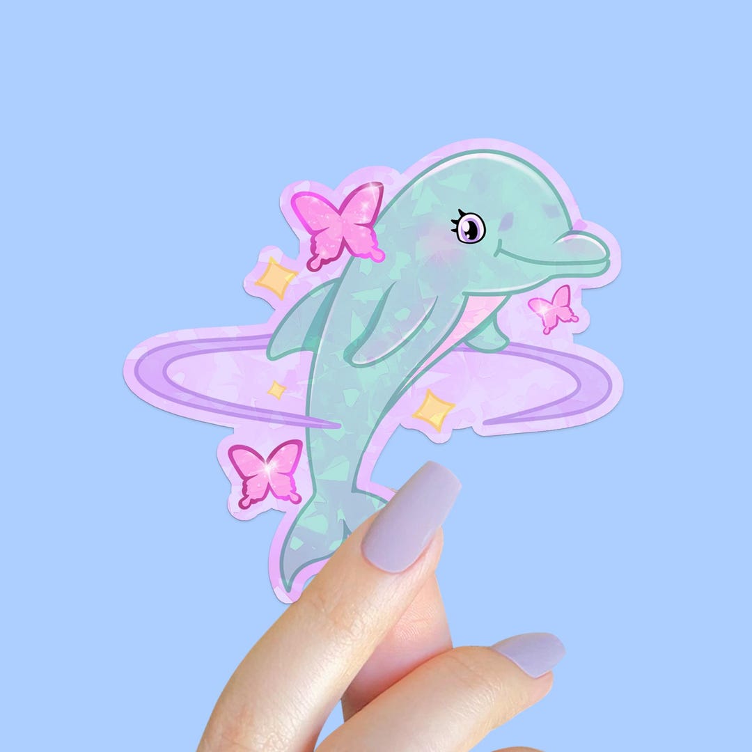 Holographic Butterfly Dolphin Vinyl Sticker, Decorate Your Journal ...