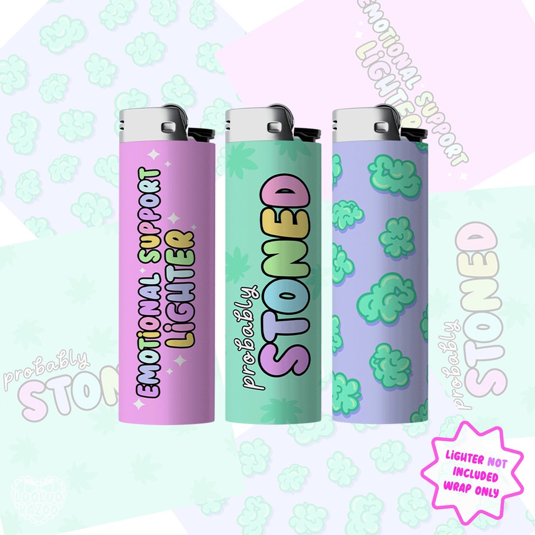 Pastel Probably Stoned Lighter Sticker Wraps Pack, Smoking Accessories ...