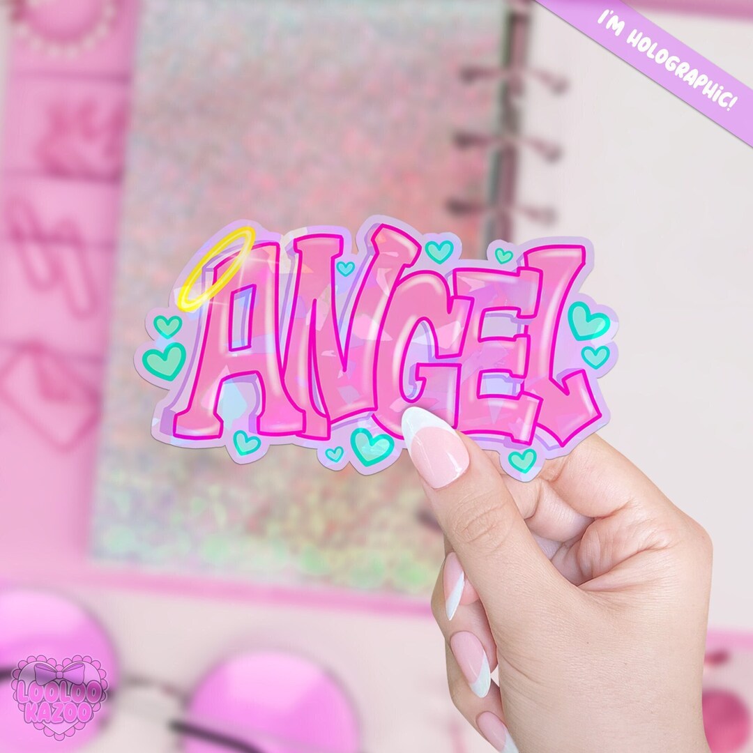 Cute Holographic Y2K Angel Die Cut Vinyl Sticker for Laptops, Journals ...