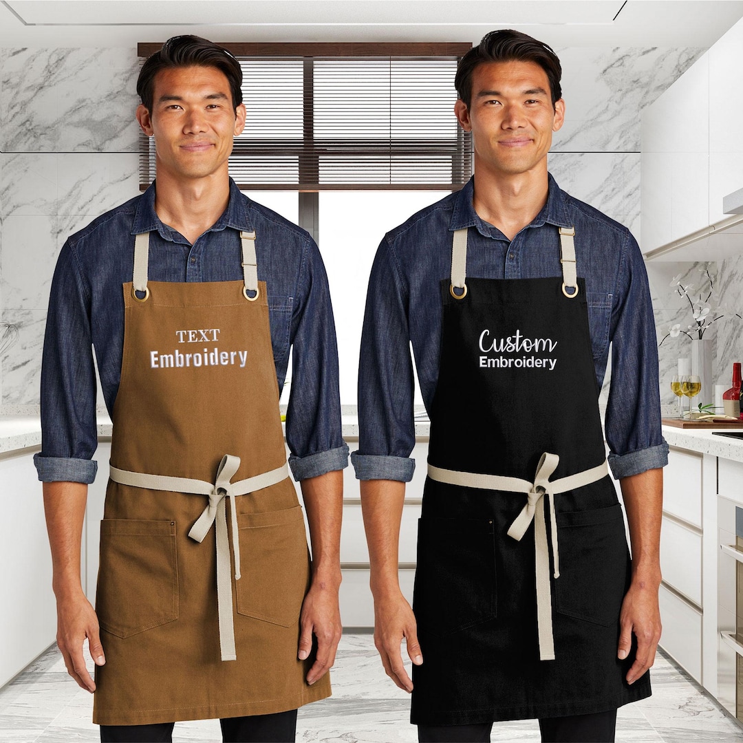Custom Embroidered Apron With Logo, Personalized Chef Apron for Men and ...