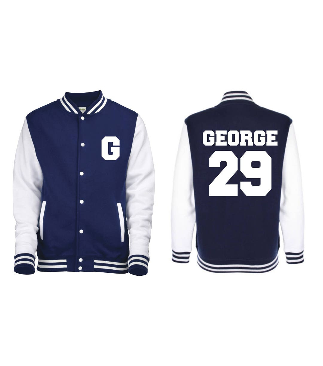 Personalized Initial, Name and Number Varsity Jacket, Letterman Jacket ...