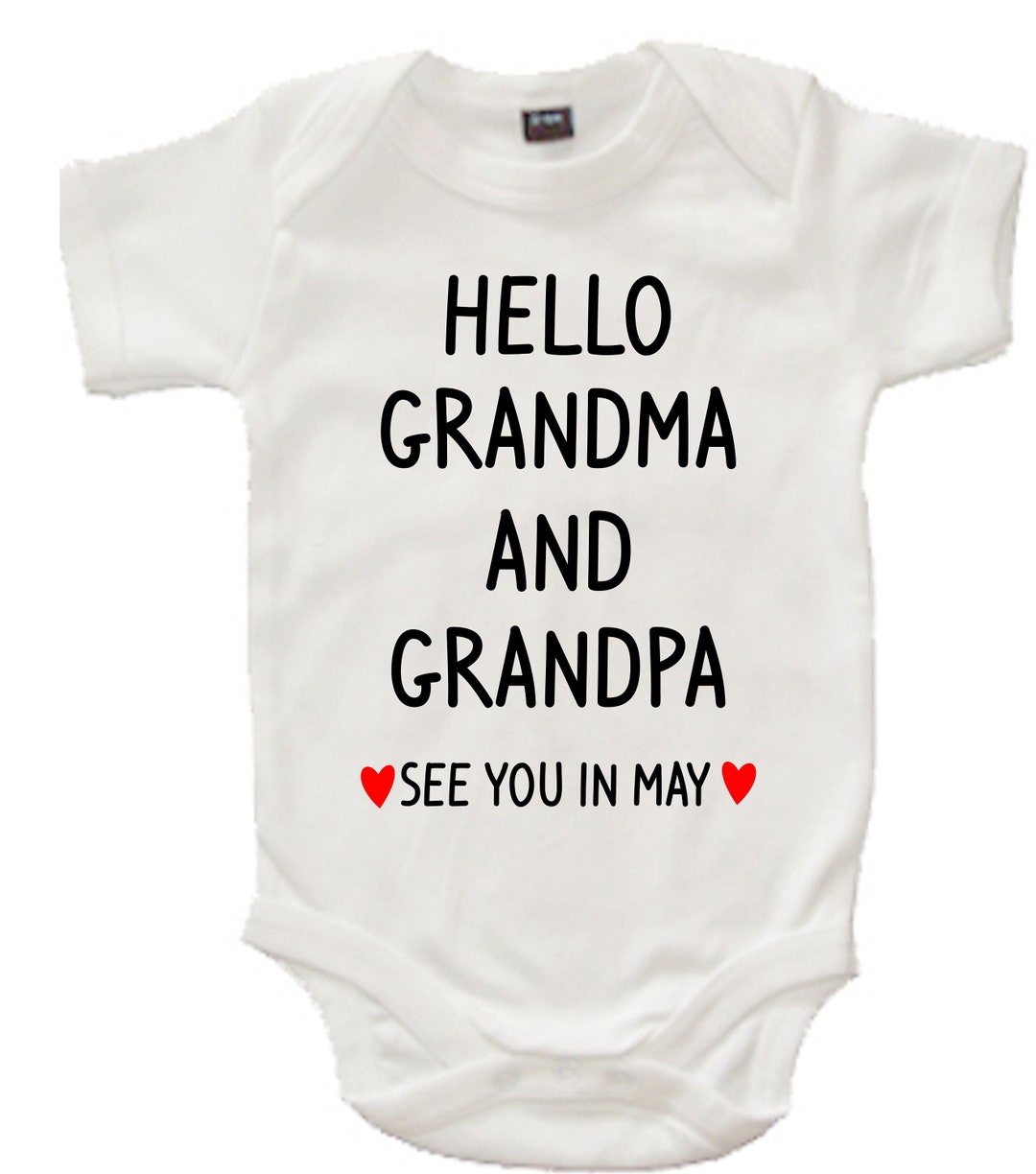 Personalised Hello Grandma and Grandpa Baby Bodysuit, Baby Announcement ...