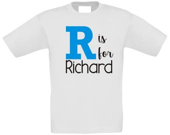 Boys Personalised T-shirt, Personalized Boys Tee Shirt, Letter Tshirt ...