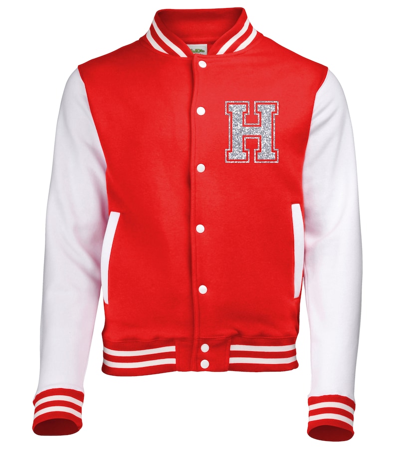 Personalized Varsity Jacket With Initial and Name in Sparkling Glitter ...