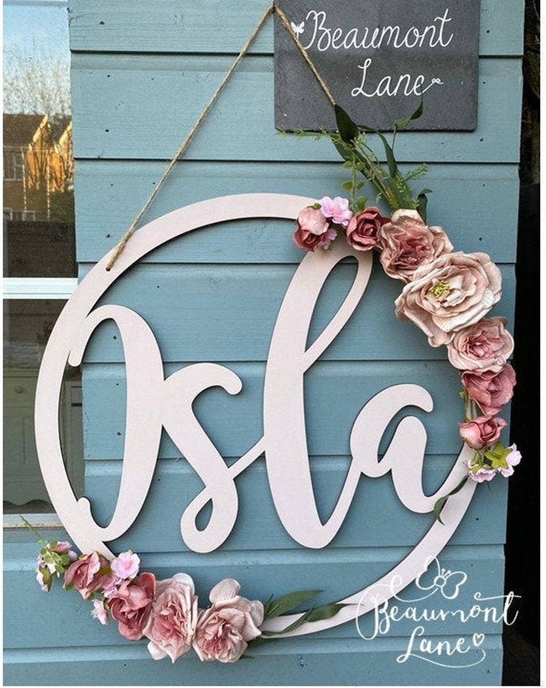 Name Hoop Personalised • 50cm • Wedding Hoop • Baby Shower • Floral ...