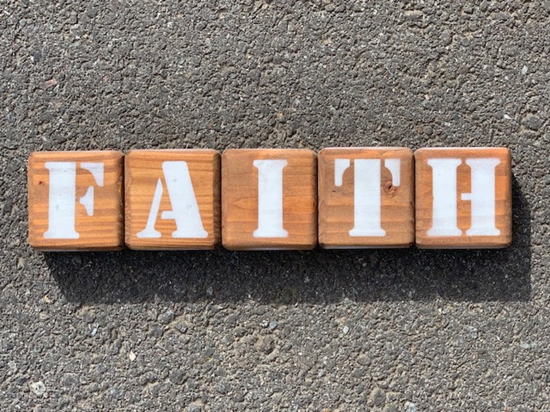 FAITH Vintage Wooden Blocks - Etsy