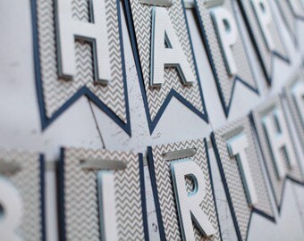 Grey Chevron Banner | Etsy