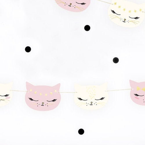Kitten Birthday Bunting Pink Cat Banner Kitty Garland - Etsy