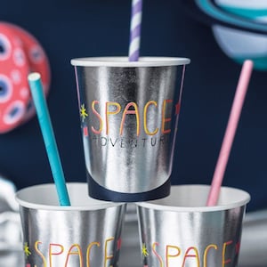 6 Space Theme Party Cups, Outer Space Birthday Party, Space Party Theme ...