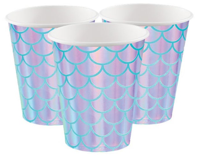 8 Iridescent Mermaid Cups, Mermaid Party, Mermaid Cups, Under the Sea ...