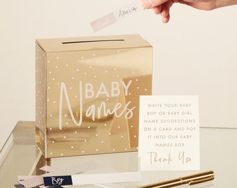 Rose Gold Name Suggestion Box, Baby Name Prediction Box, Baby Shower ...