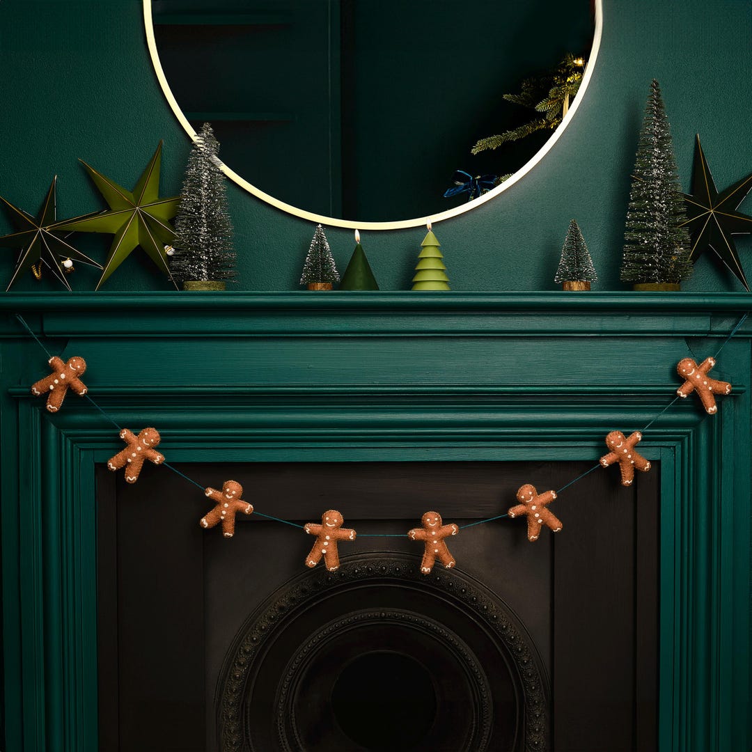 Felt Gingerbread Man Bunting Decoration, Christmas Garland, Christmas ...