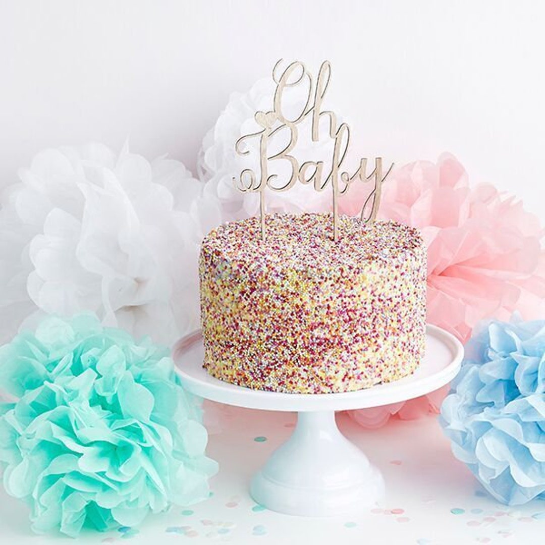 Oh, topper de bolo de bebê, topper de bolo de chá de bebê, decorações ...
