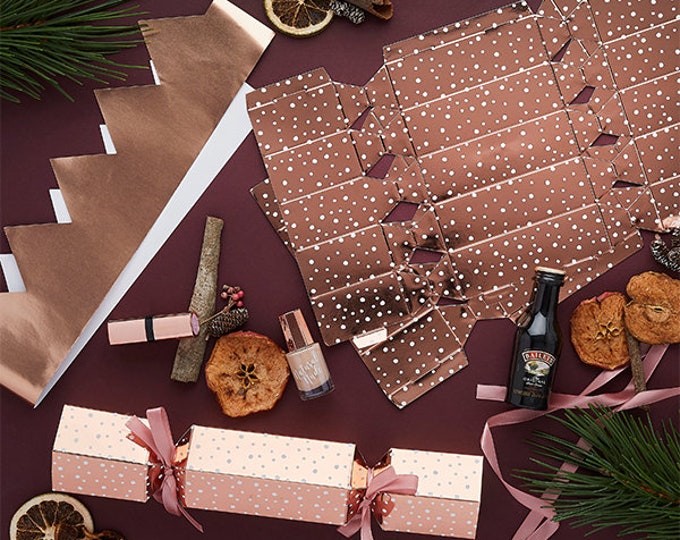 6 DIY Christmas Cracker Kit, Personalised Crackers, Rose Gold Crackers ...