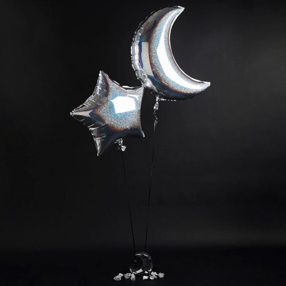 Moon and Star Balloons Space Balloons Silver Balloons Outer - Etsy UK