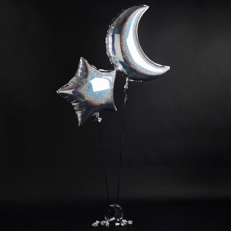 Moon and Star Balloons Space Balloons Silver Balloons Outer - Etsy