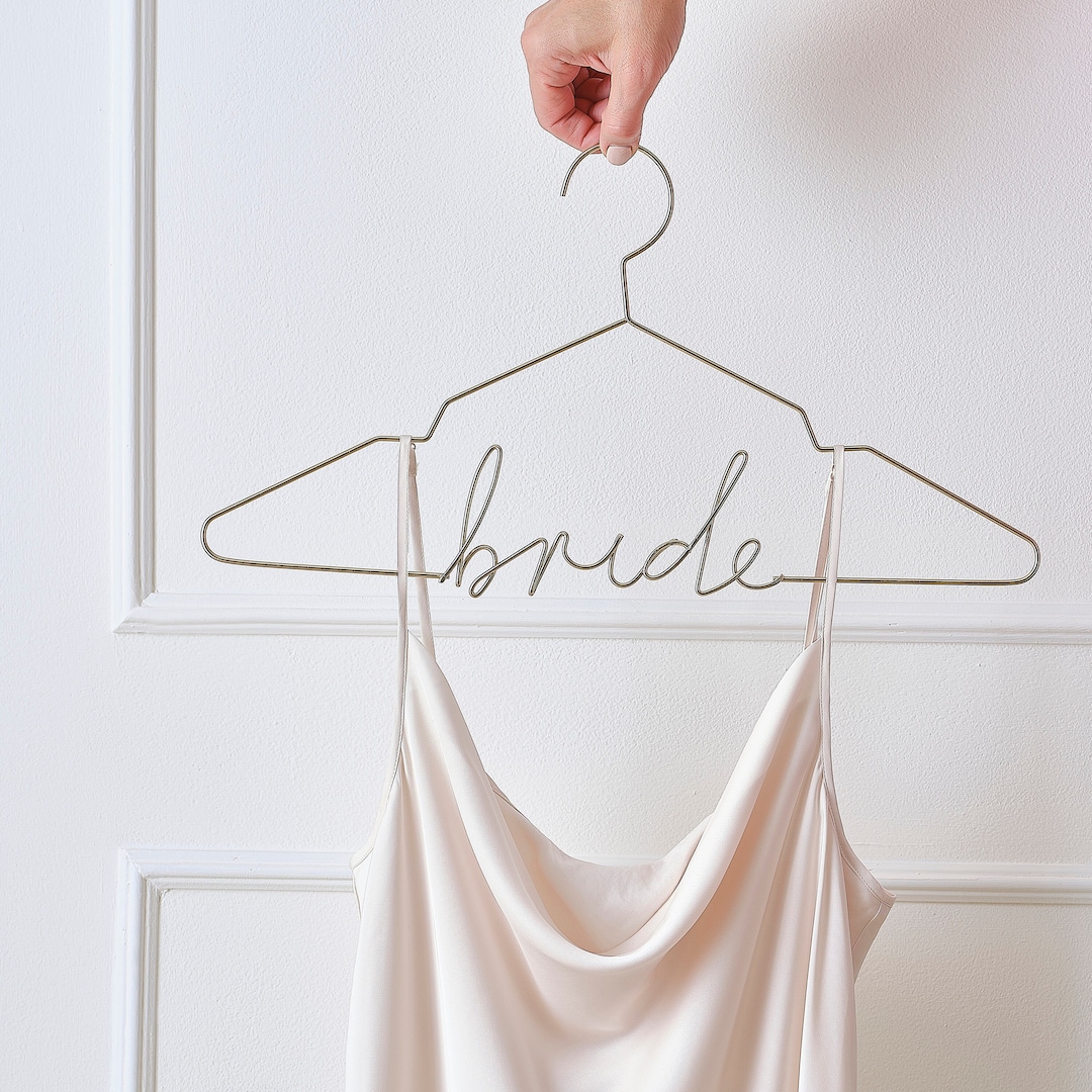 Bride Gold Wedding Dress Hanger, Gift for Bride to Be, Wire Hanger ...