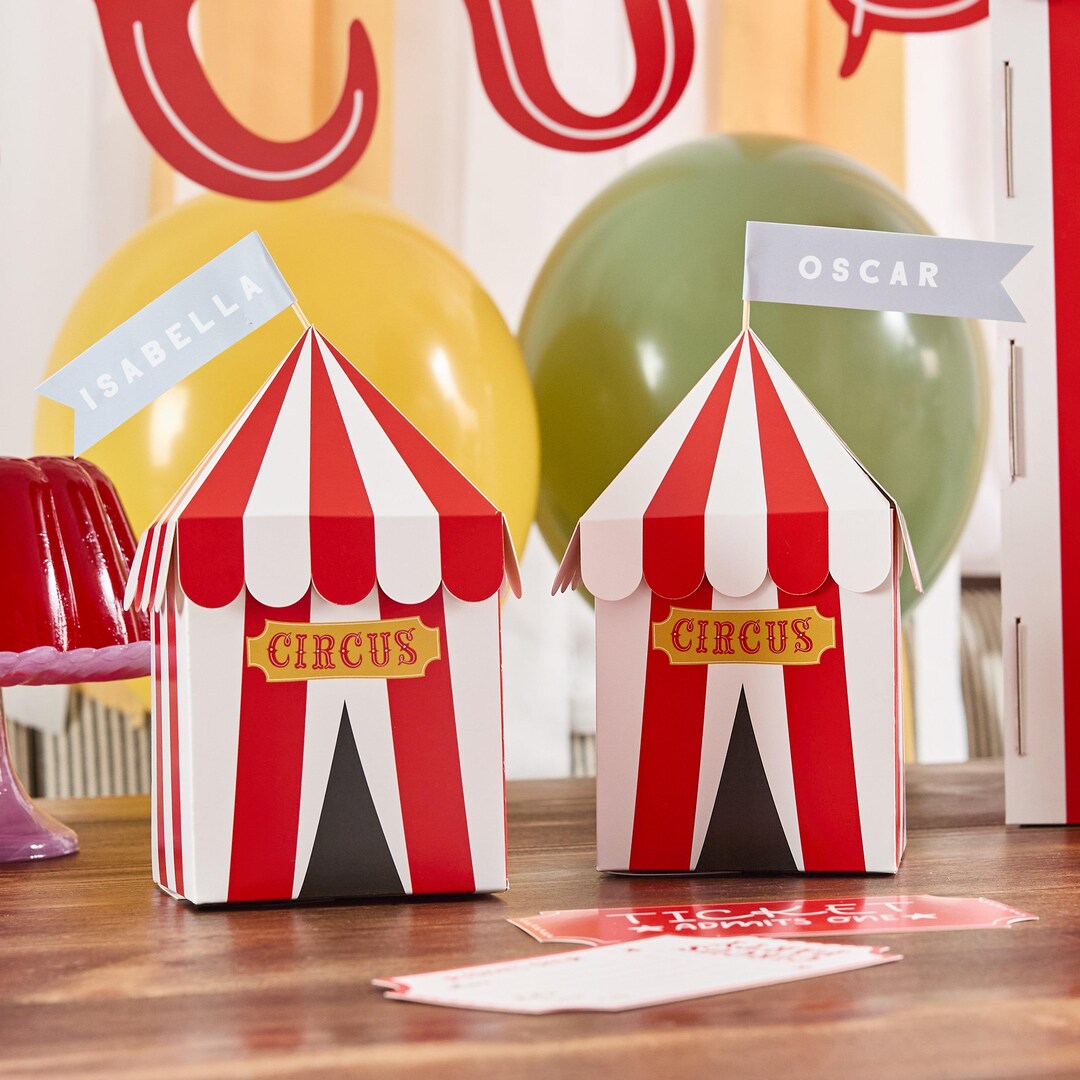 4 Circus Tent Favour Box, Treat Box, Circus Theme Birthday Party ...