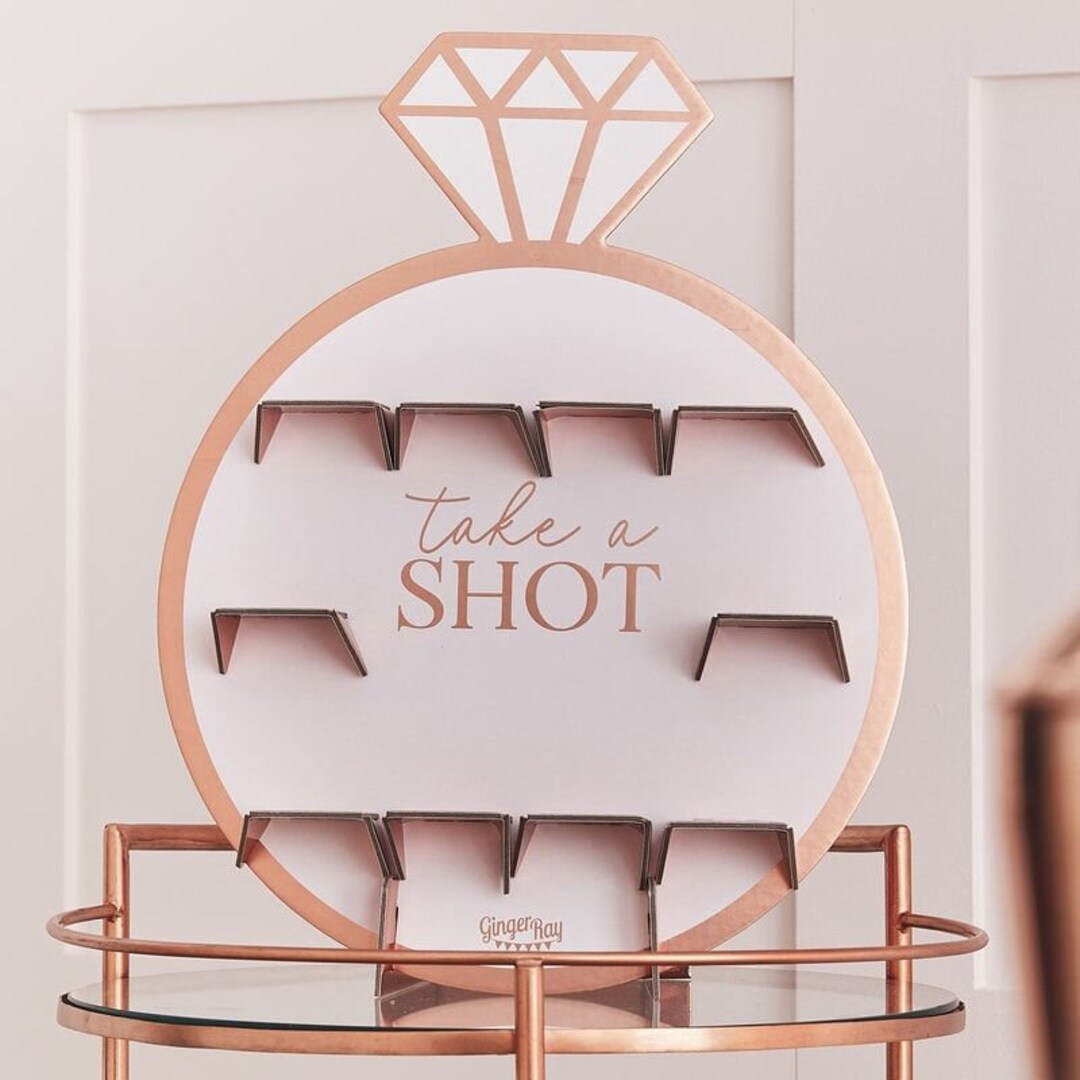 Rose Gold Blush Shot Glass Wall, Shot Glass Stand, Drinking Game, Hen ...