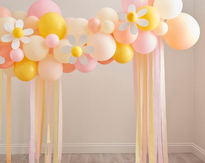 Daisy Balloon Garland Arch With Streamers, Easter Balloon Arch Kit ...