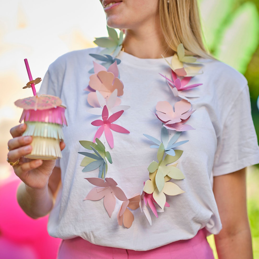 Hawaiian Tiki Paper Flower Lei, Flowers Garlands, Hawaiian Garland ...