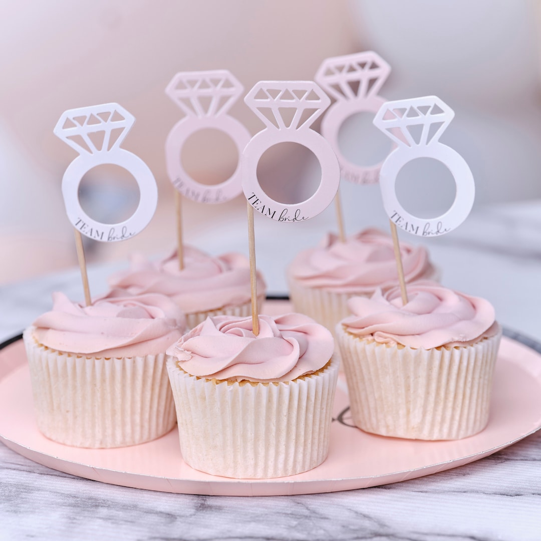Ring Cupcake Toppers, Hen Do Cake Toppers, Bridal Shower Cake Toppers ...