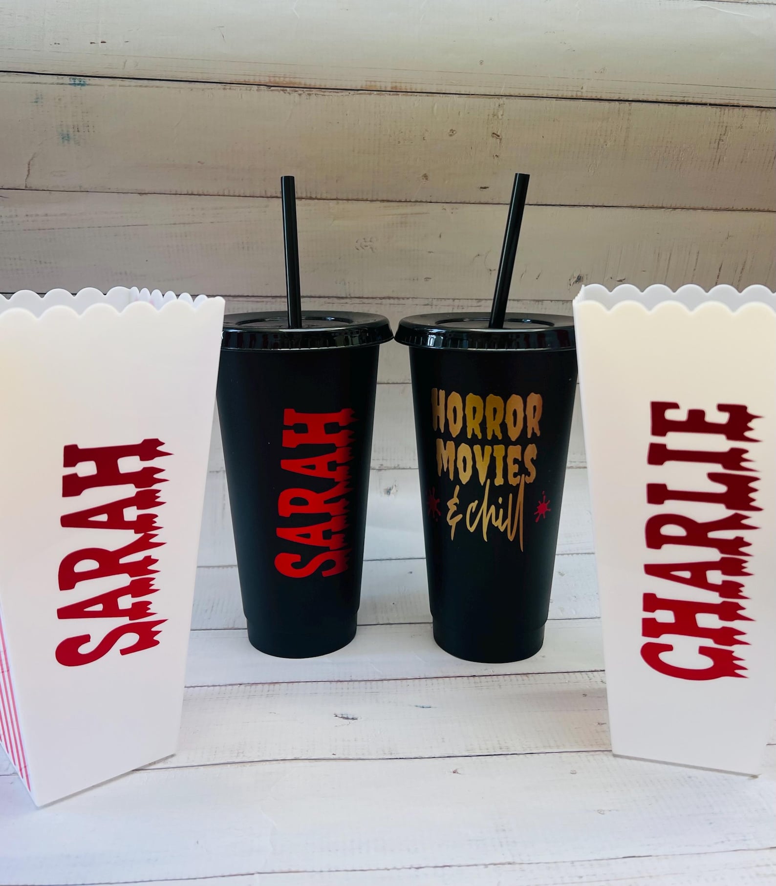 Horror Movie Personalised Tumbler, Horror Movie Popcorn Box, Horror ...