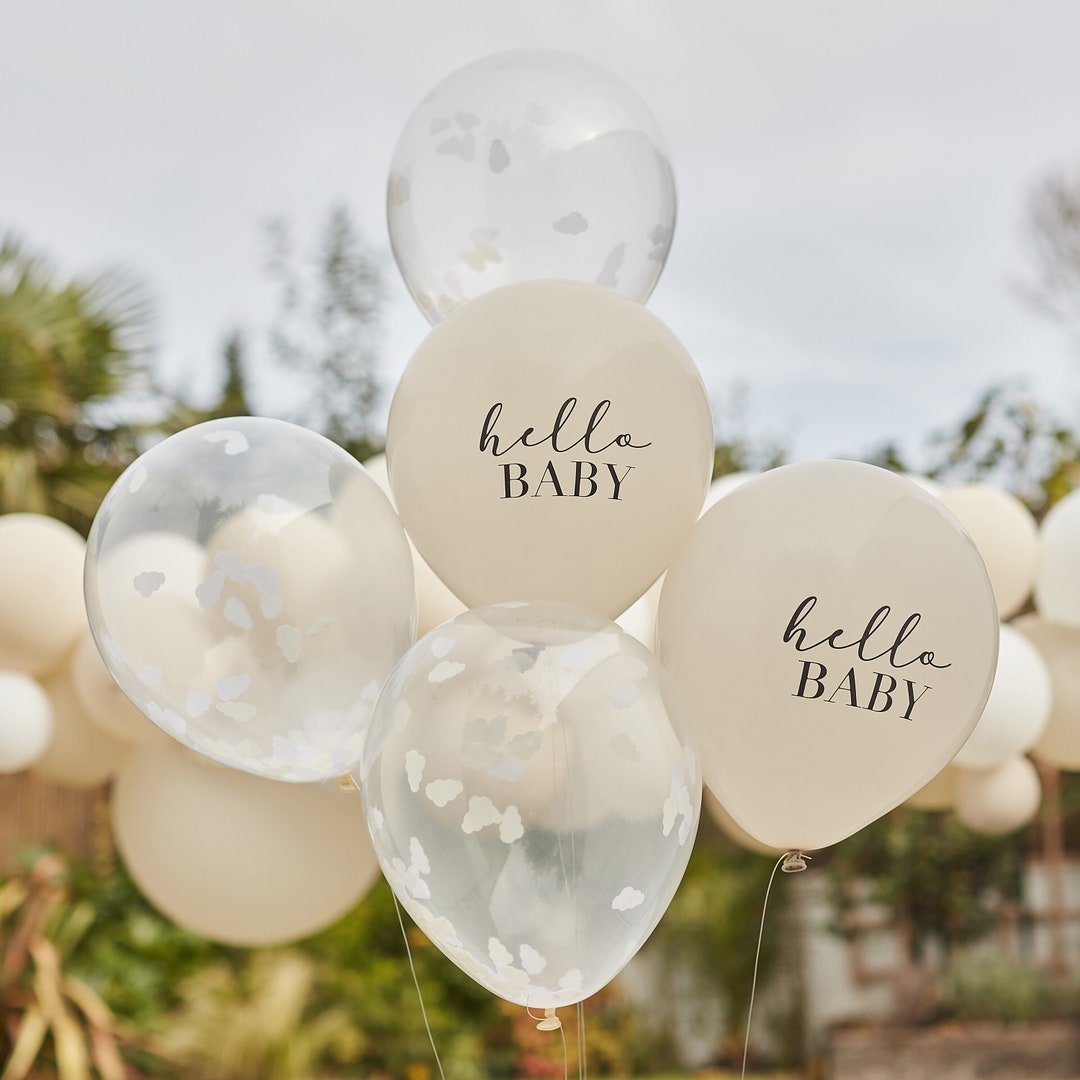 5 Hello Baby Baby Shower Balloons Neutral Baby Shower Eco - Etsy
