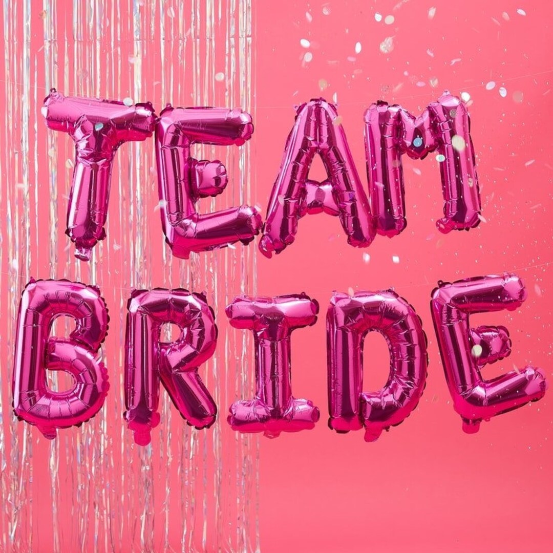 Team Bride Hen Party Balloon Bunting, Team Bride, Pink Balloons, Hen ...