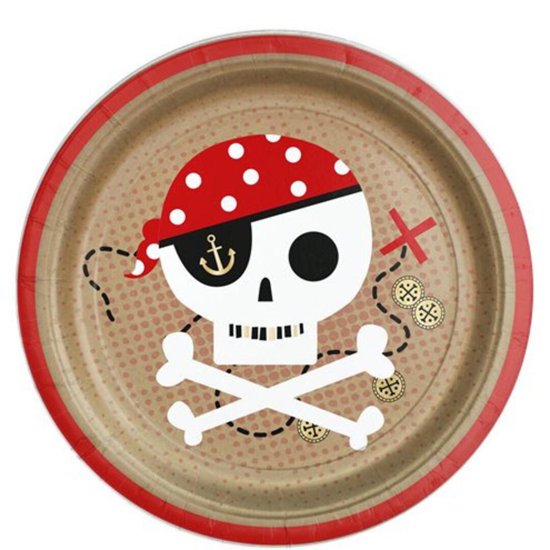 8 Pirate Party Plates, Pirate Birthday, Pirate Theme, Pirate Party ...