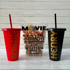 Movie Personalised Tumbler, Movie Popcorn Box, Family Movie Gift, Date ...