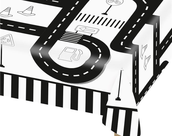 Road Map Table Cover, Road Map Table Covering, Construction Party Decor ...