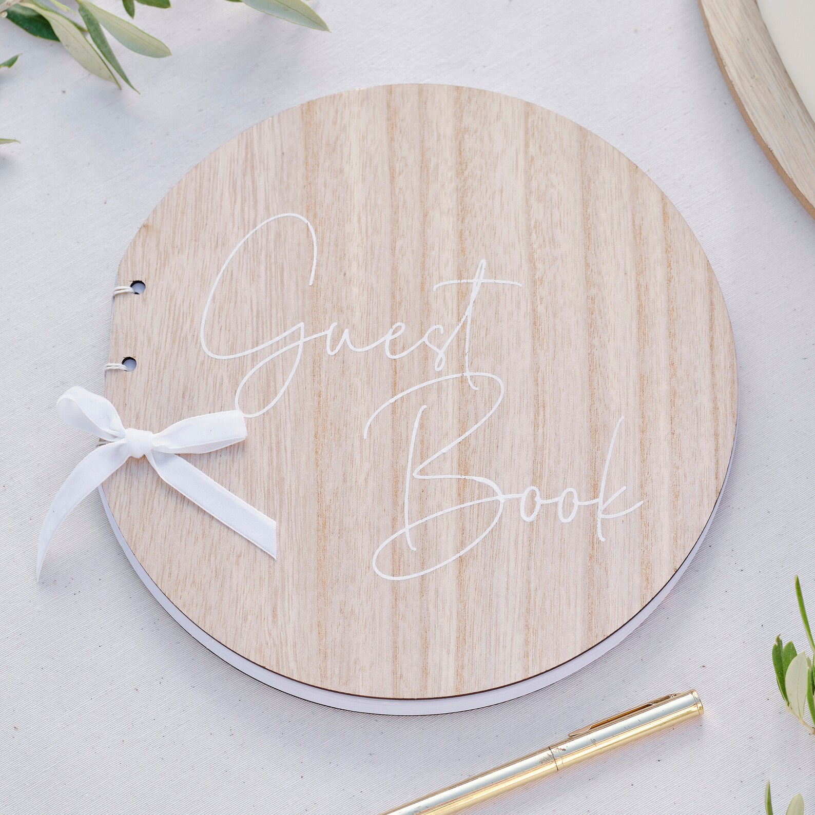 Round Wooden Wedding Guest Book, Wooden Baby Shower Guest Book, Boho ...