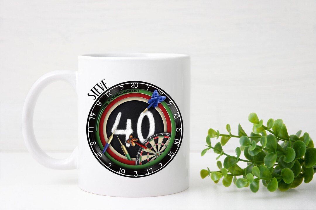 Personalised Darts Mug, Age Mug, Coffee Cup, Darts Themed Gift, Gift ...