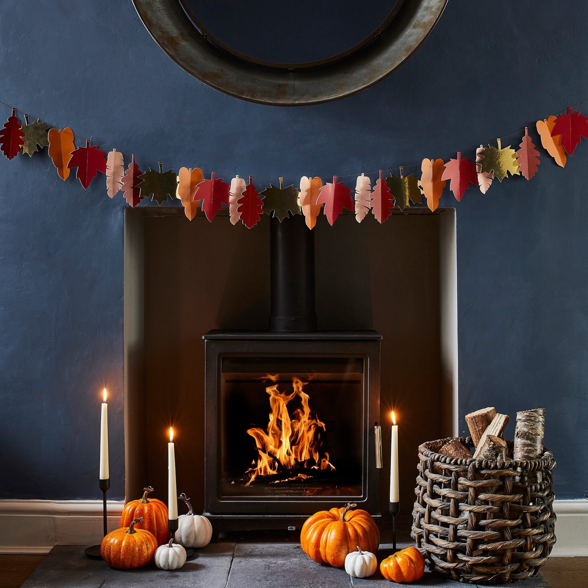 Autumn Fall Leaf Garland, Fireplace Garland, Fireplace Swag, Fall Decor ...