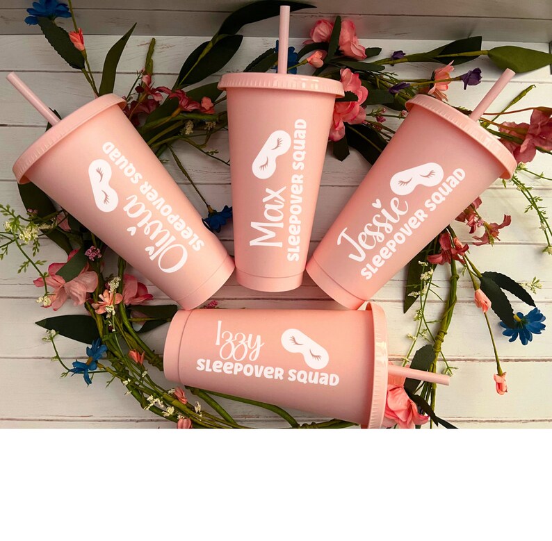 Personalised Sleepover Party Cups, Slumber Party Tumblers, Pamper Spa ...